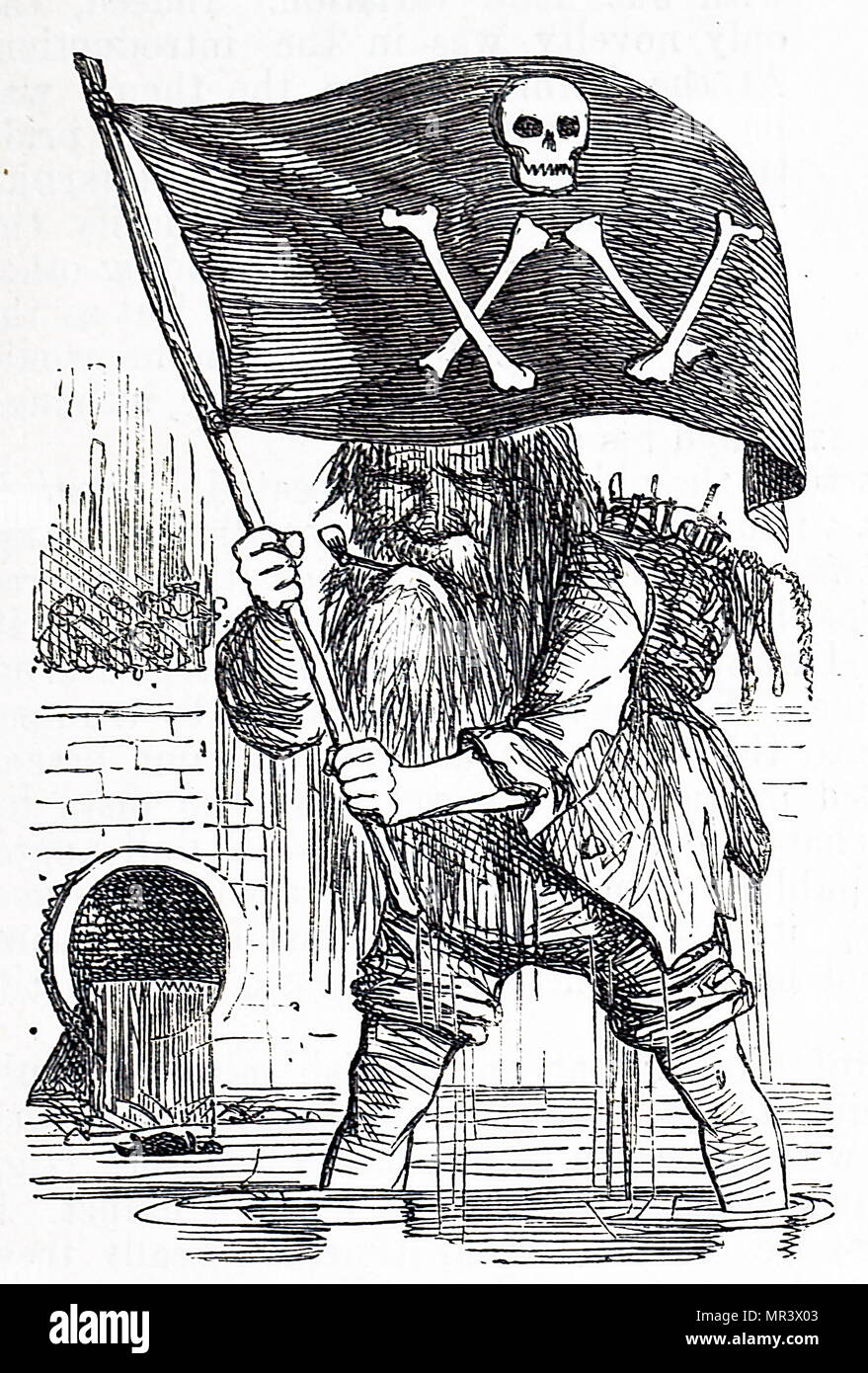 Cartoon commenting on the state of the River Thames. Dated 19th century ...