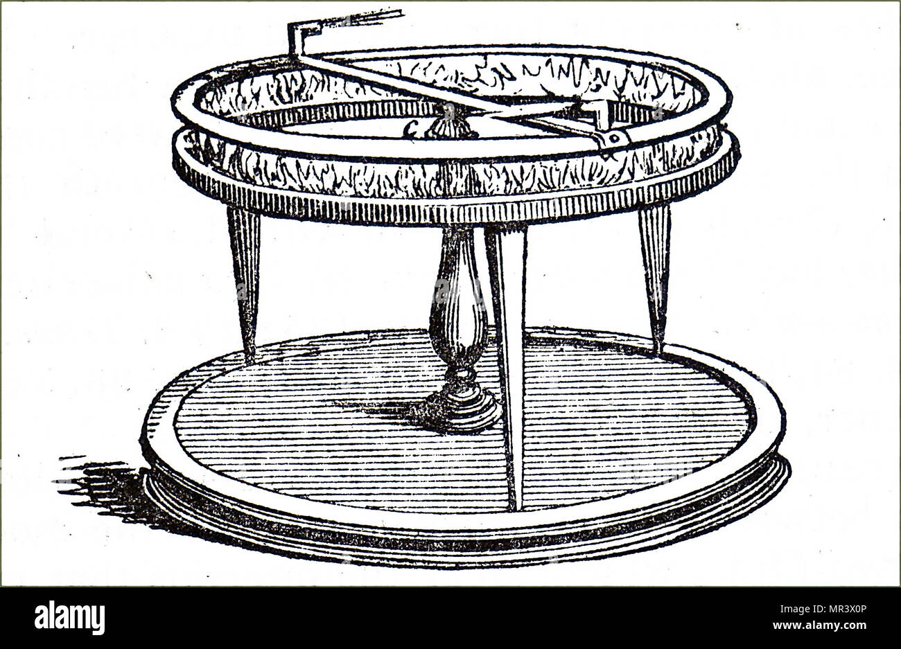 Engraving depicting an Aeolipile, a simple bladeless radial steam ...