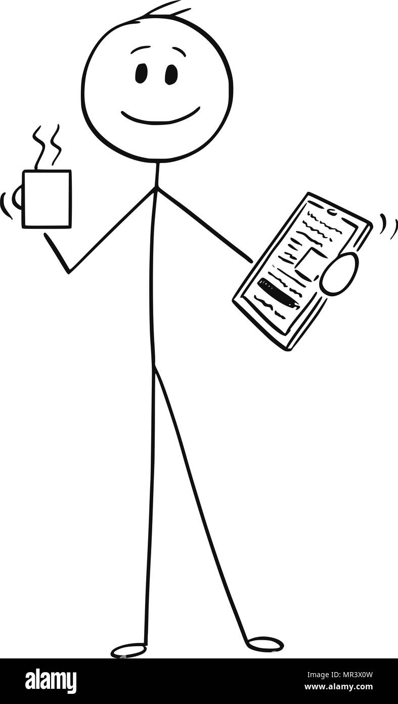 Happy holding mug Black and White Stock Photos & Images - Alamy