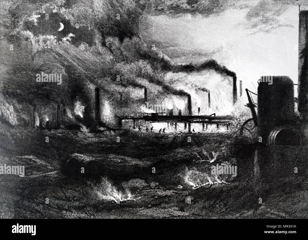 Illustration depicting the Black Country (near Bliston, Staffordshire ...