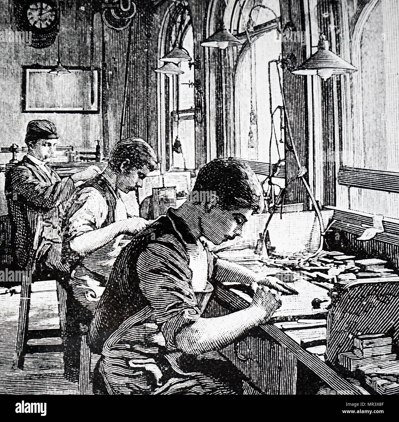 Illustration depicting the printing room of the Strand Magazine. Dated ...