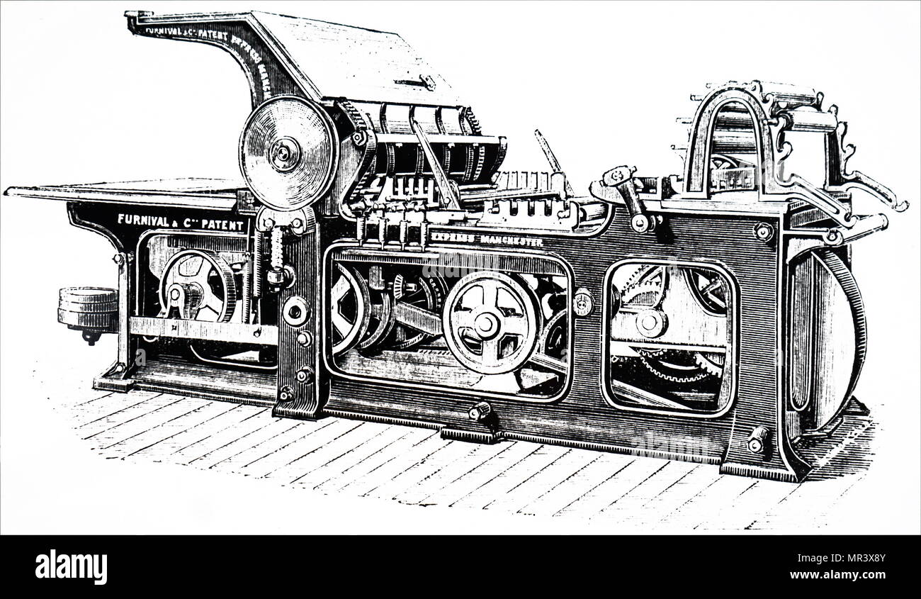 Illustration depicting a flat-bed printing machine without extraneous ...
