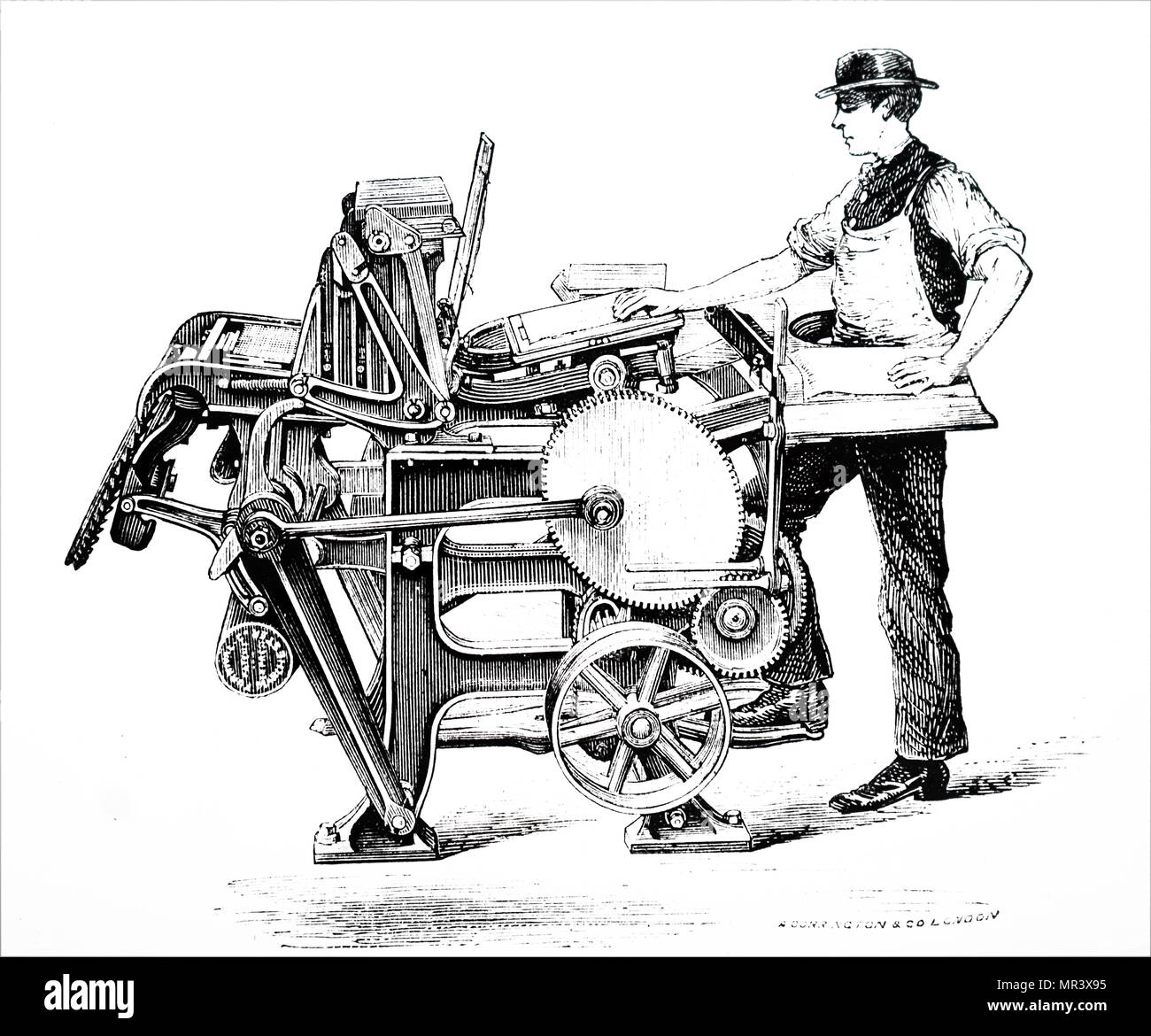 Illustration depicting a flat-bed printing machine without extraneous ...