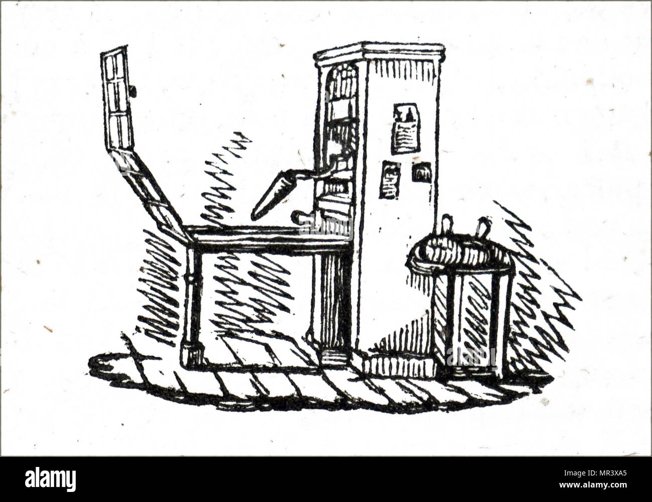 Illustration depicting a common type of printing press. Dated 19th ...