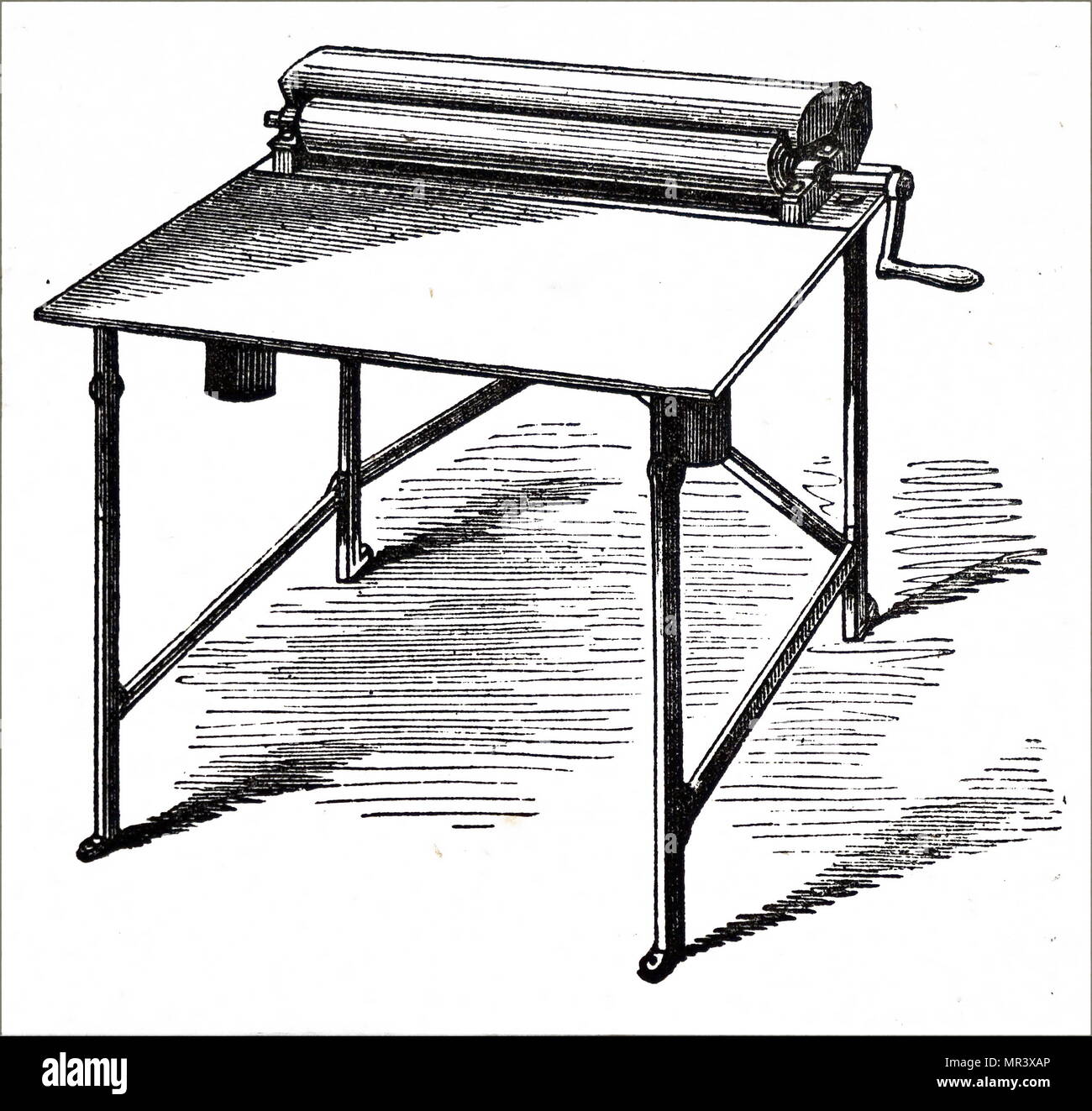 Illustration depicting an inking table for inking rollers used in ...
