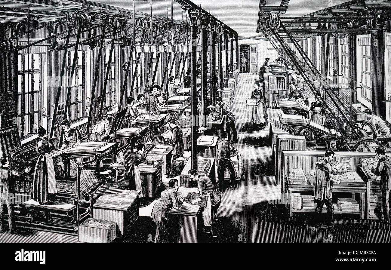 Engraving depicting Numann's printing works. Dated 19th century Stock ...