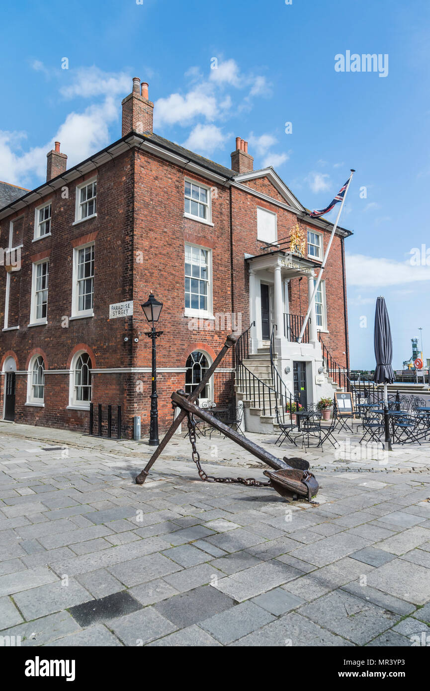 Street scene of Poole's historic heritage at the old Customs House ...