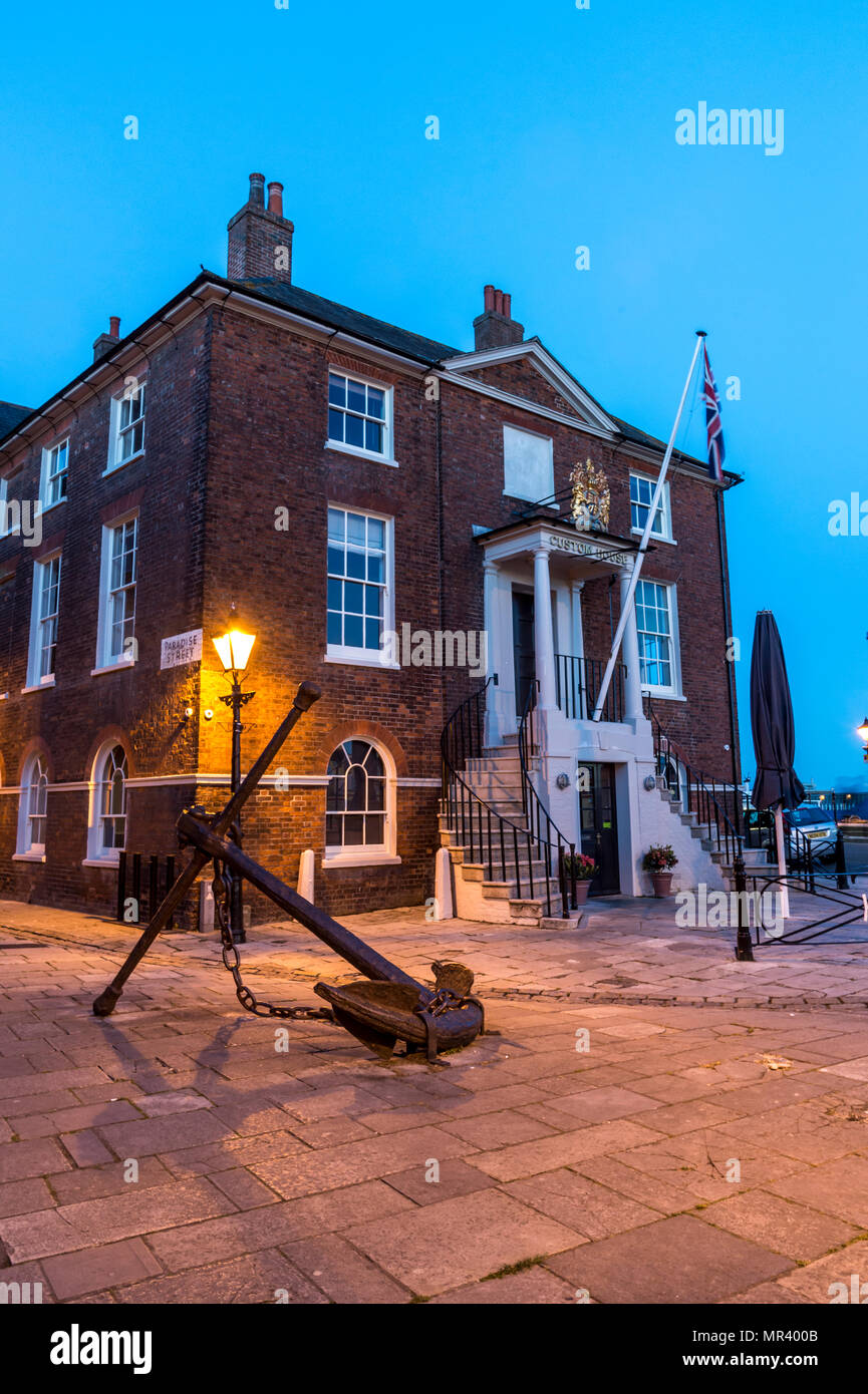 Street scene of Poole's historic heritage at the old Customs House ...