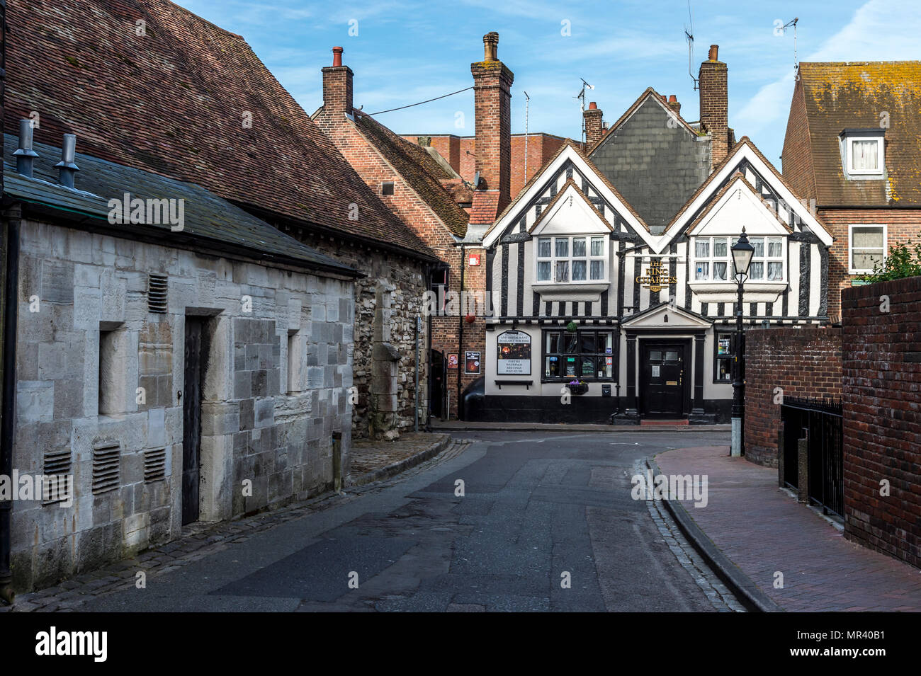 Street scene of Poole's historic heritage of old buildings and Poole's ...