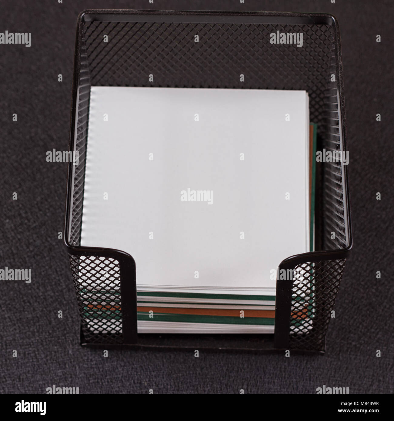 Red leather office paper holder box on the black background Stock Photo ...