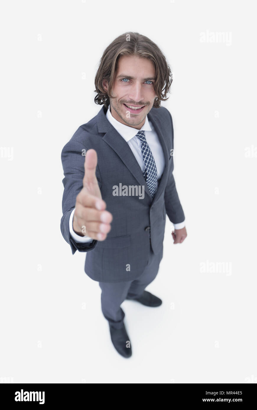 Business man offer and give hand for handshake Stock Photo - Alamy