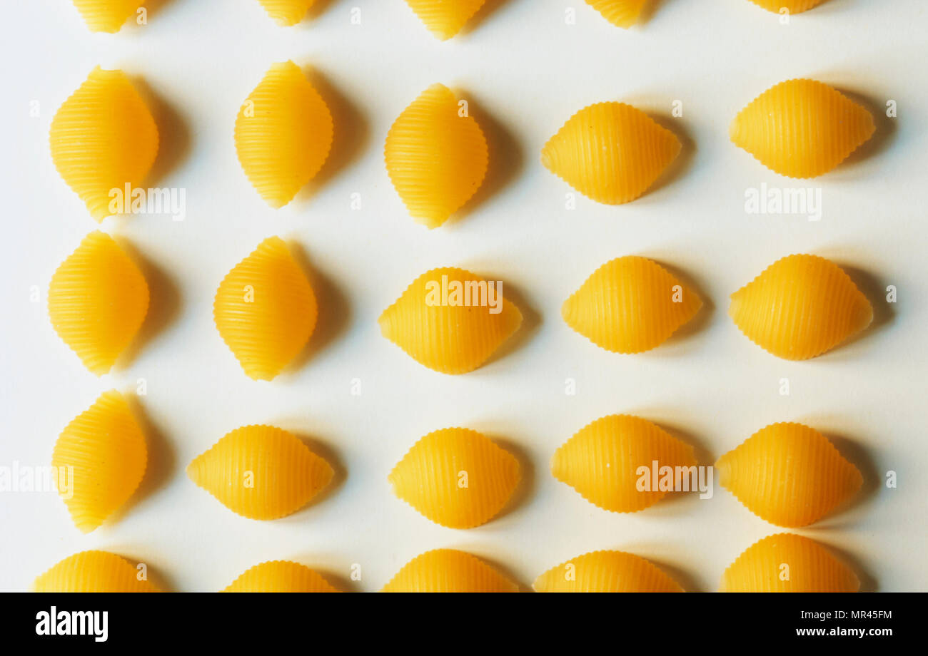 Seashell shaped -conchiglie-pasta ,every piece of pasta is get in line ...