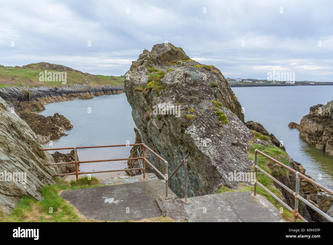 UK, Amlwch, Anglesey. 20th May 2018: Stairway to the sea. A view from ...
