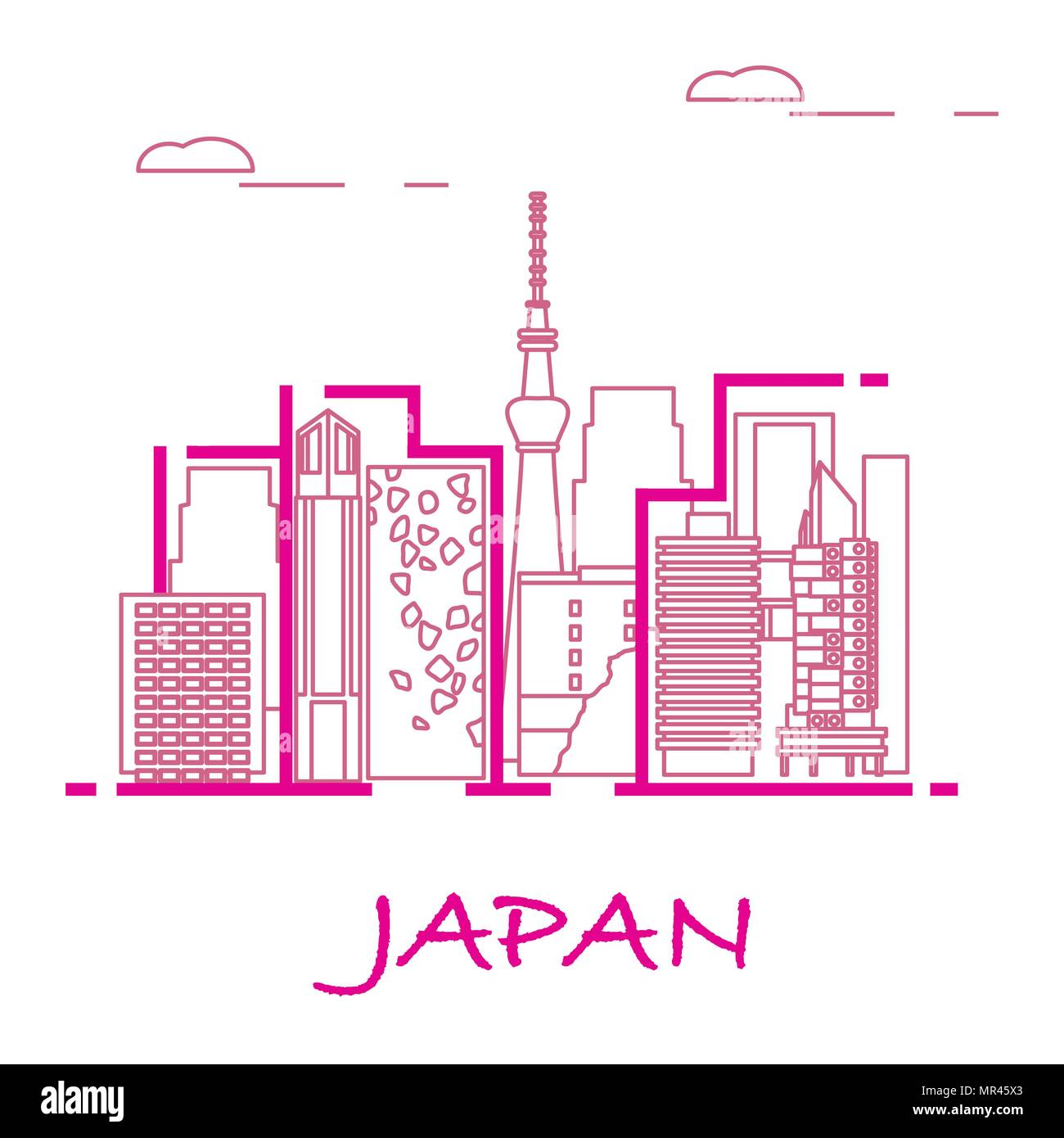 Unusual Japanese architecture. Famous building and skyscrapers. Travel ...