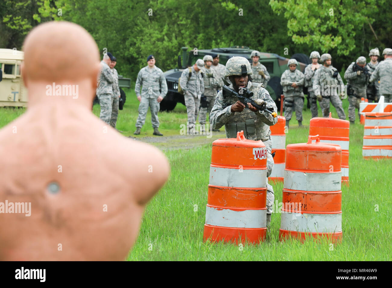 Staff Sgt. Anthony Waldropt, 105th Base Defense Squadron, practices ...