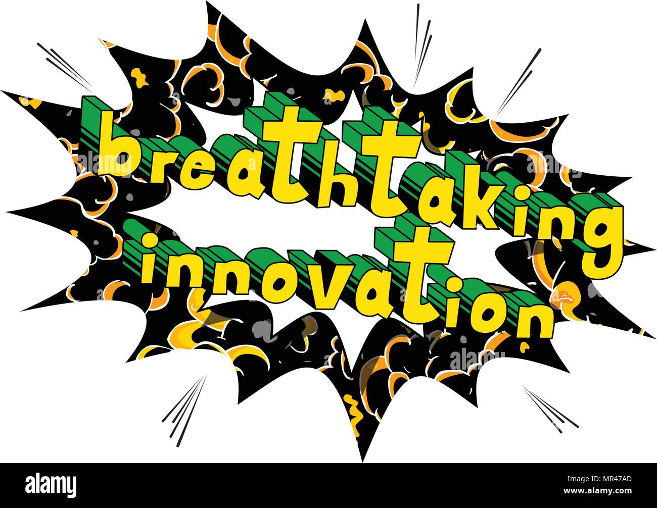 Breathtaking Innovation - Comic book words on abstract background Stock ...