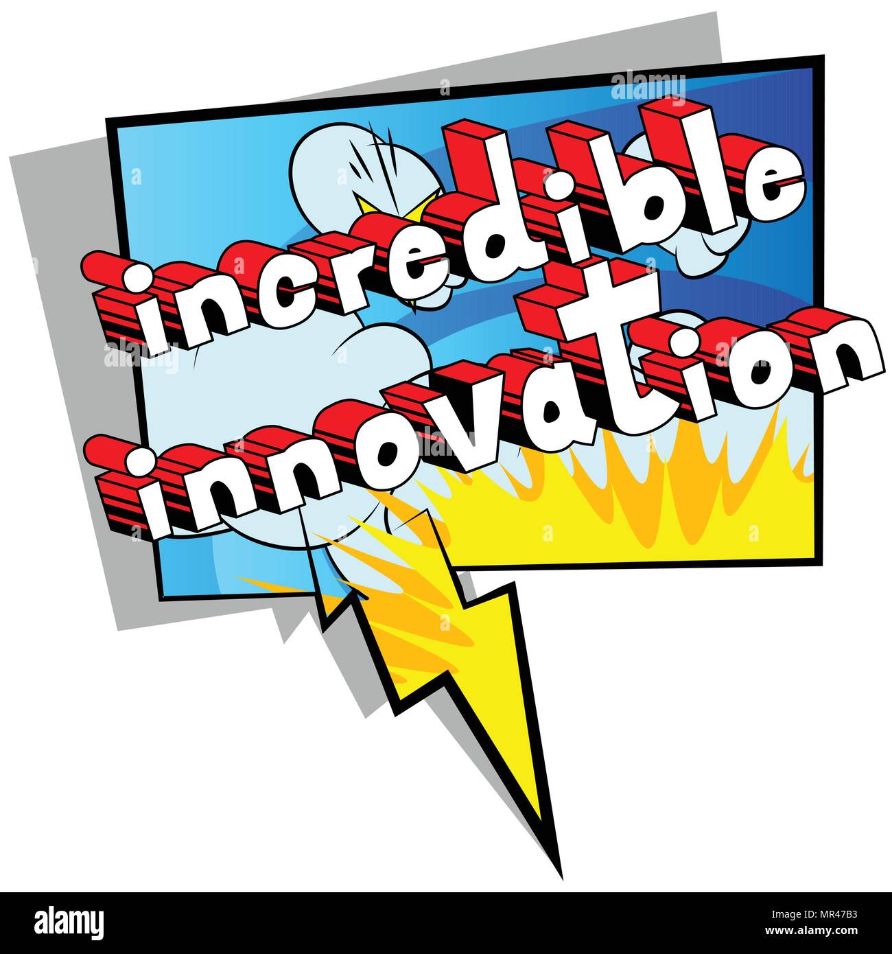 Incredible Innovation - Comic book words on abstract background Stock ...