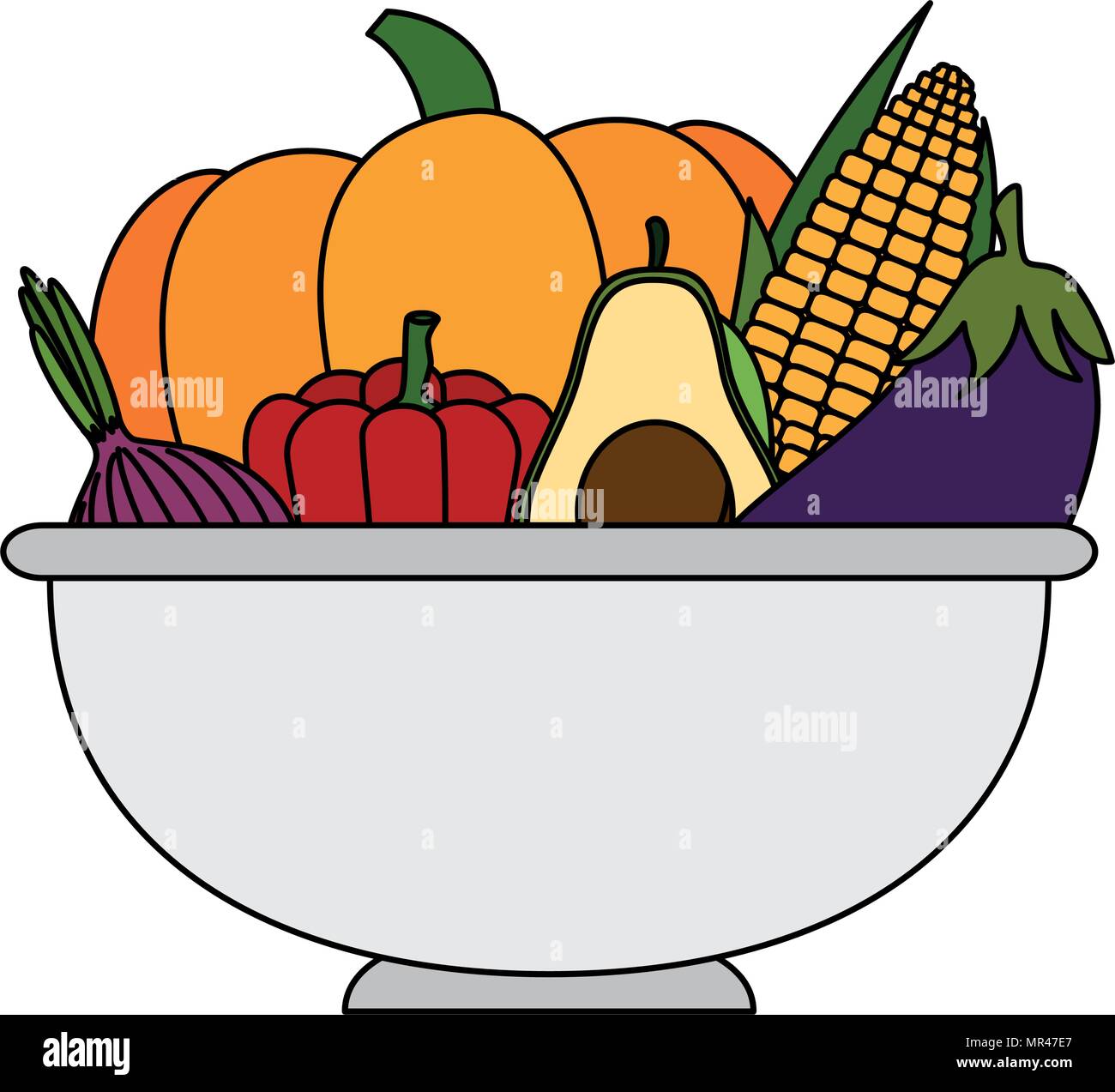 vegetables in kitchen bowl Stock Vector Image & Art - Alamy