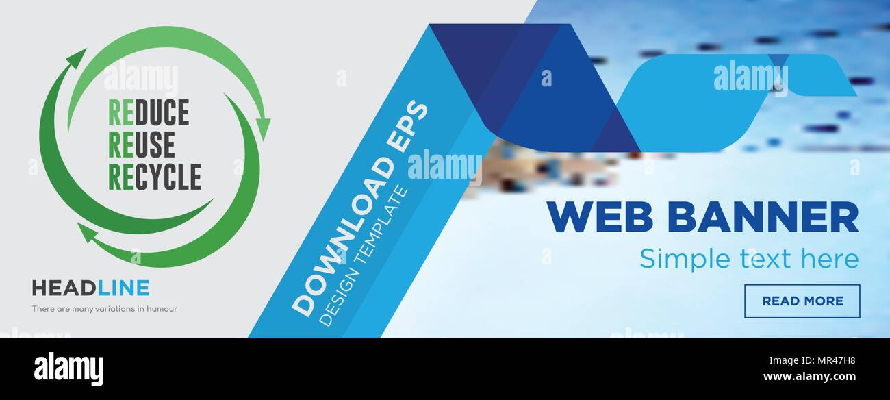 uce reuse recycle concept horizontal webpage banner template design on ...