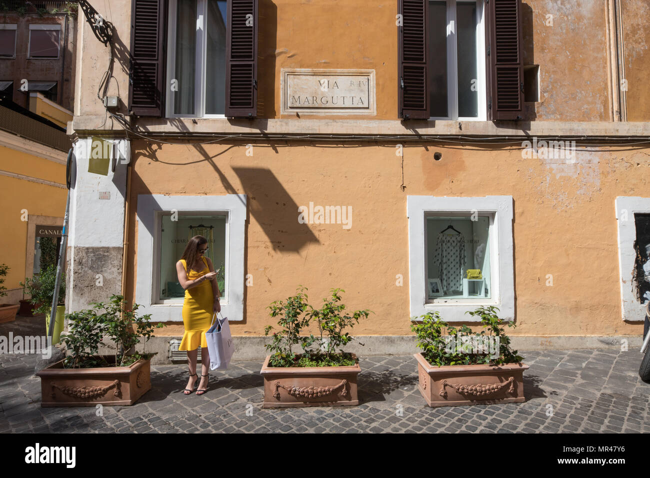 Rome Via Margutta, the famouse artists street, actractive woman with ...