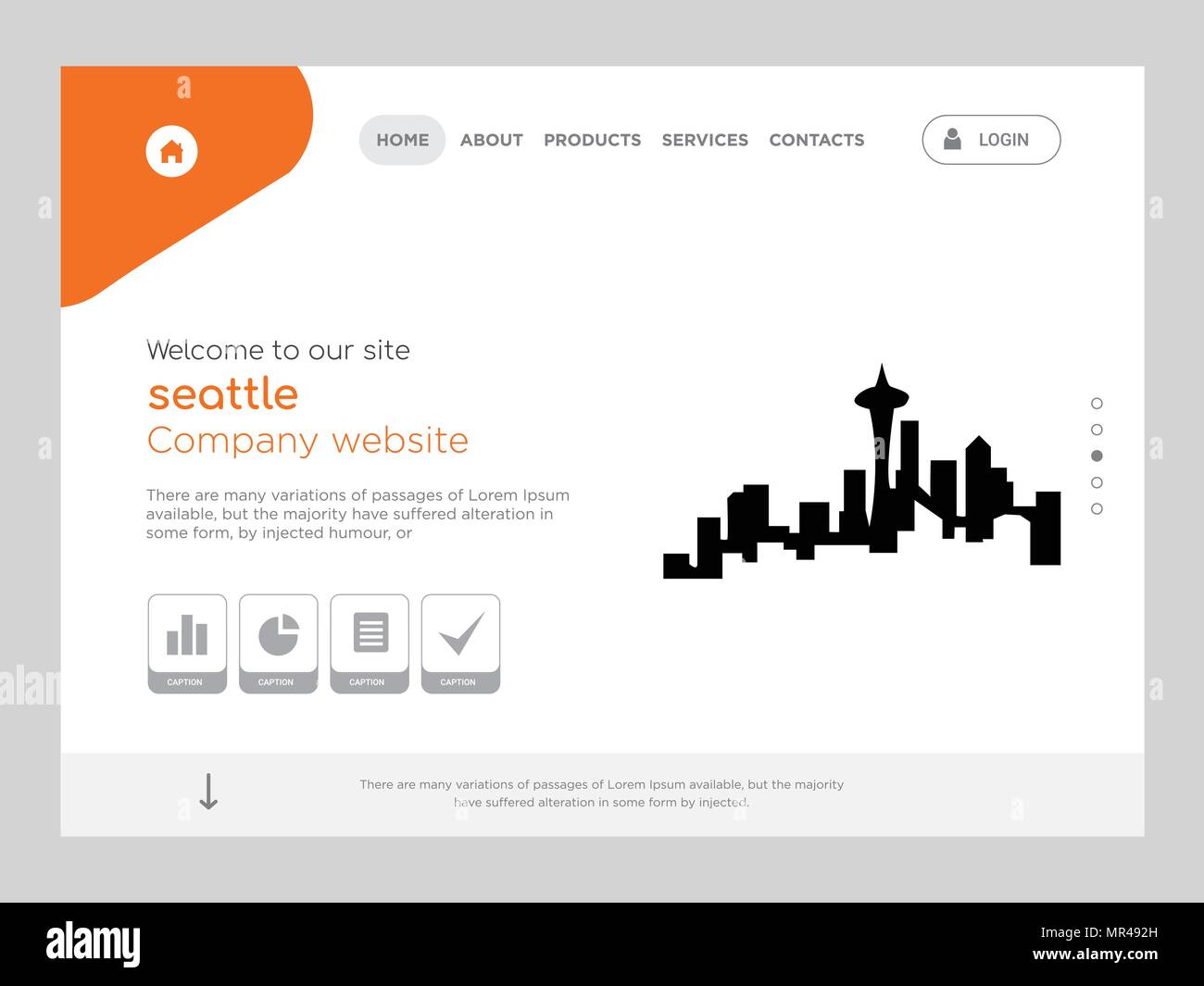 Quality One Page seattle Website Template Vector Eps, Modern Web Design ...