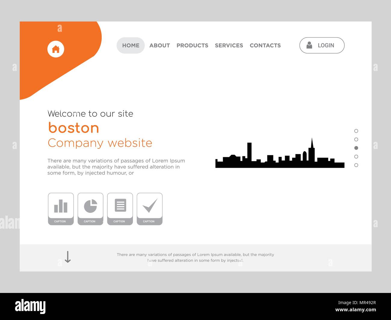 Quality One Page boston Website Template Vector Eps, Modern Web Design ...