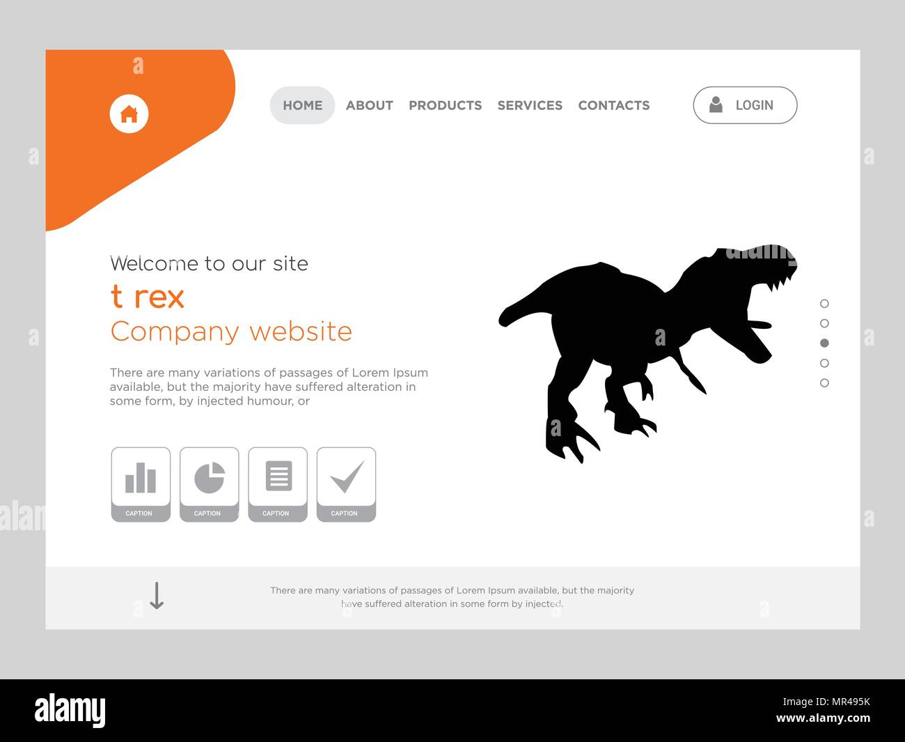 Quality One Page t rex Website Template Vector Eps, Modern Web Design ...