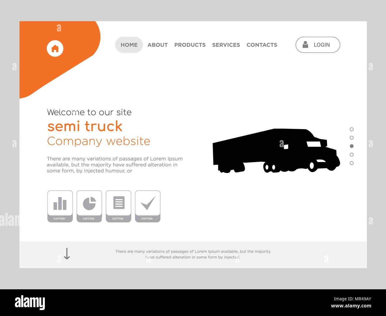 Quality One Page semi truck Website Template Vector Eps, Modern Web ...