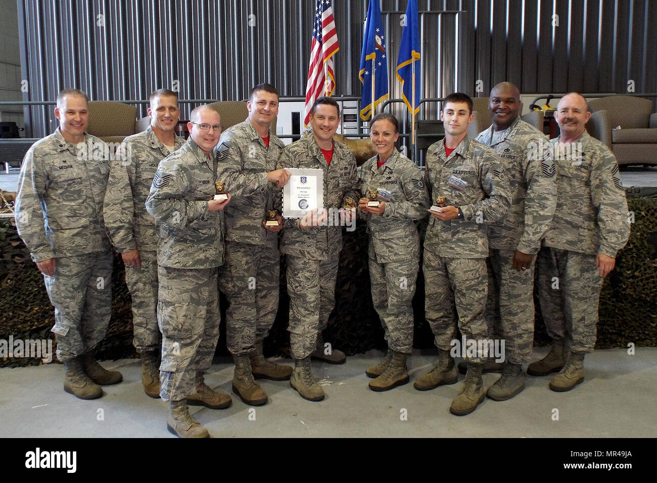 (Left to Right) U.S. Air Force Reserve Lt. Col. Keith Mecham, commander ...