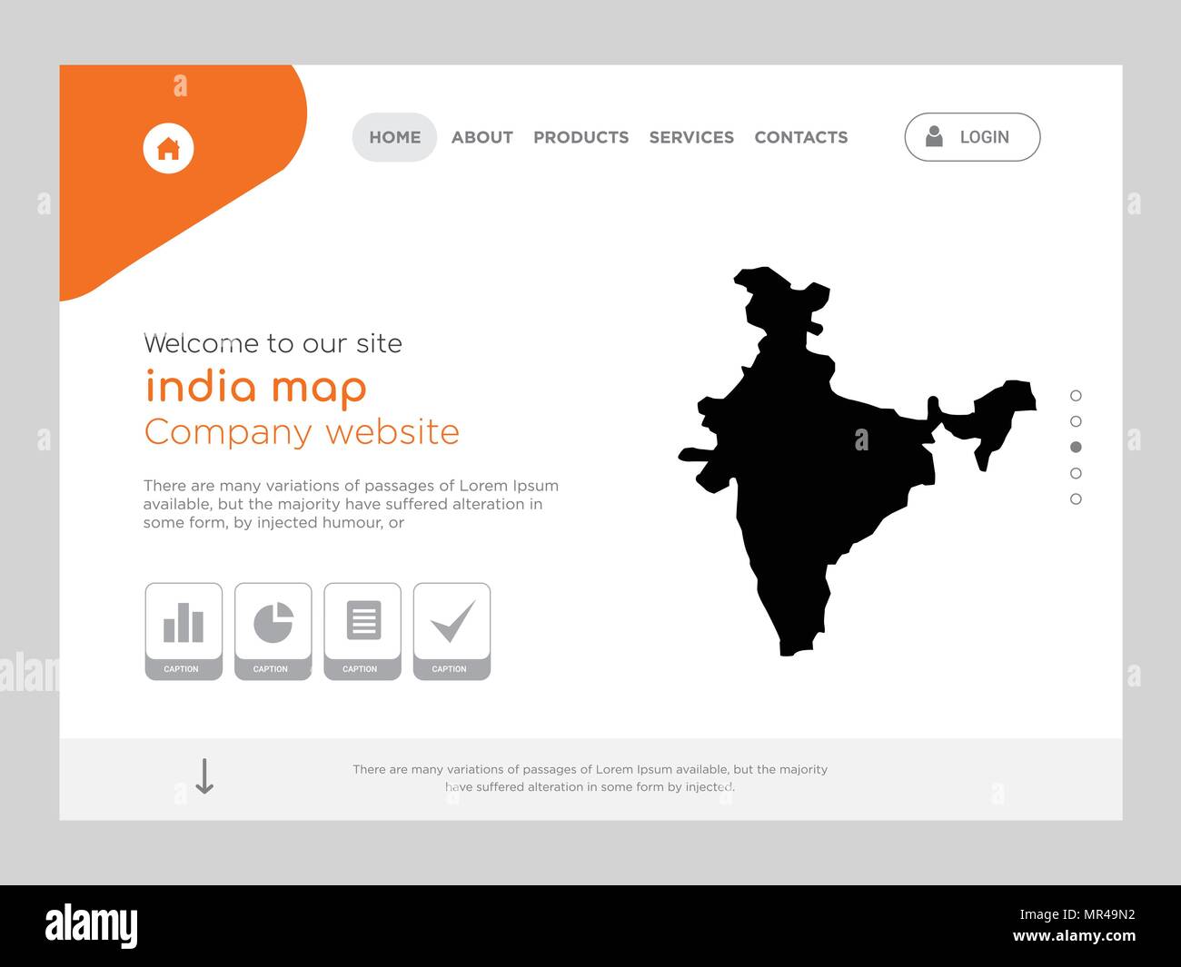 Quality One Page india map Website Template Vector Eps, Modern Web ...