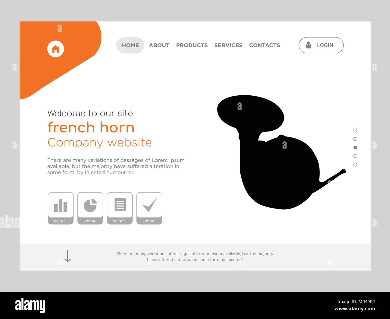 Quality One Page french horn Website Template Vector Eps, Modern Web ...