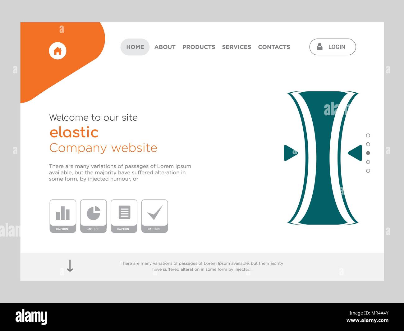 Quality One Page elastic Website Template Vector Eps, Modern Web Design with flat UI elements ...