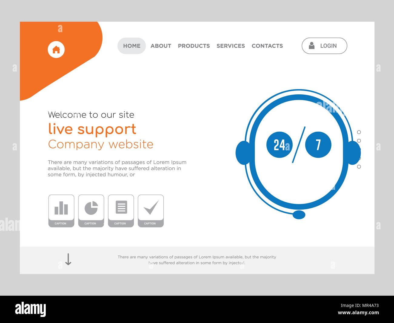 Quality One Page live support Website Template Vector Eps, Modern Web ...