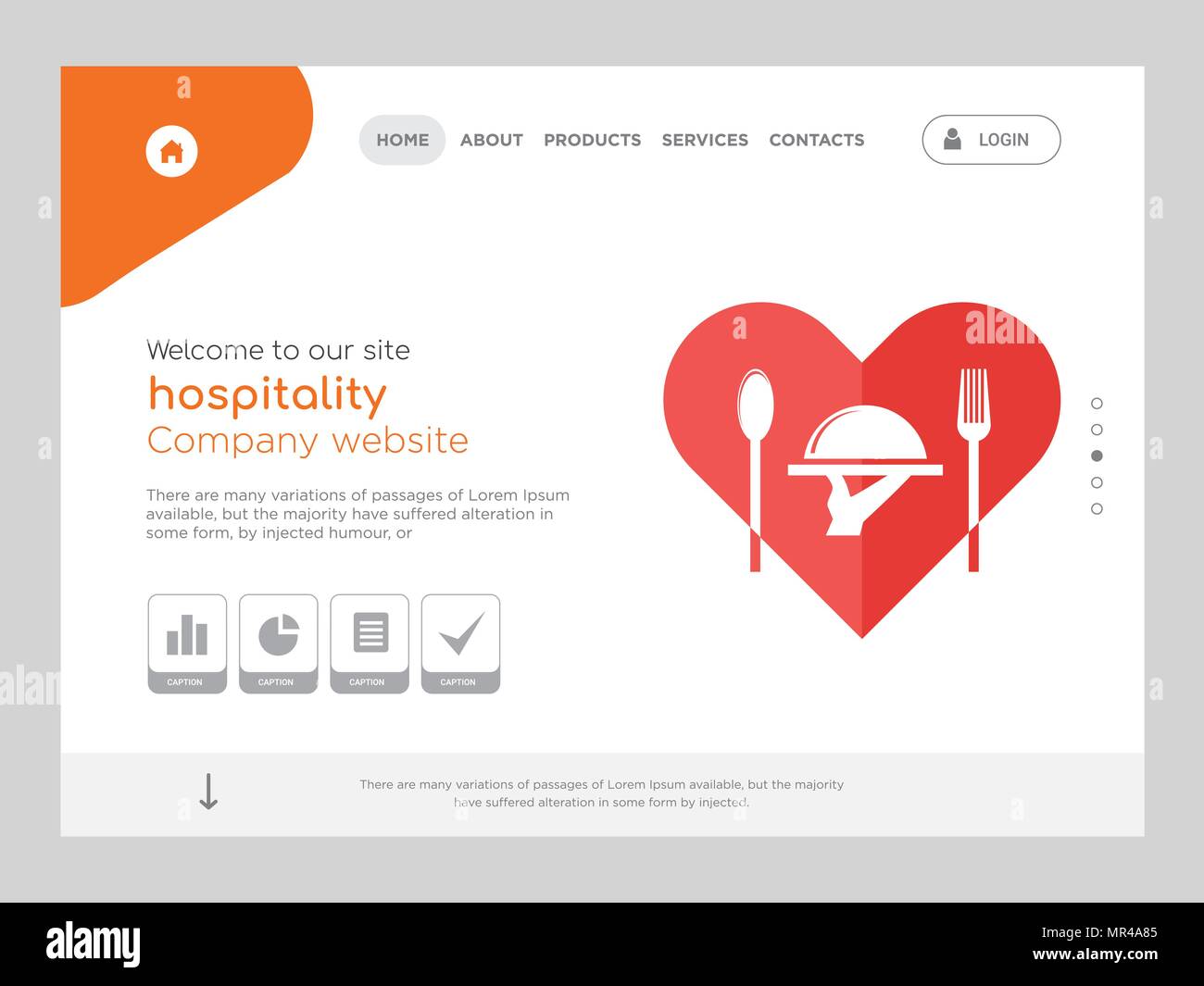 Quality One Page hospitality Website Template Vector Eps, Modern Web ...