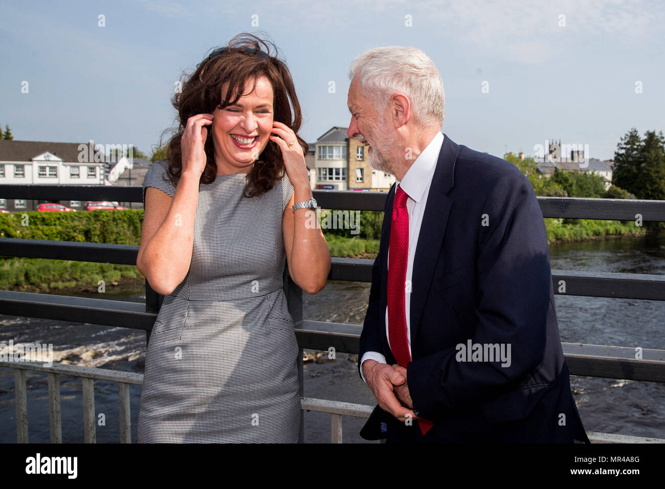 Labour leader Jeremy Corbyn with Professor Deirdre Heenan during a ...