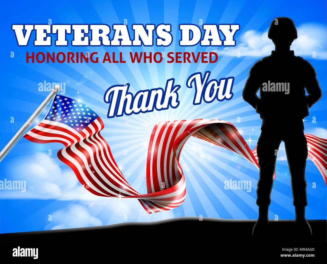 Soldier Patriotic American Flag Veterans Day Stock Vector Image & Art ...