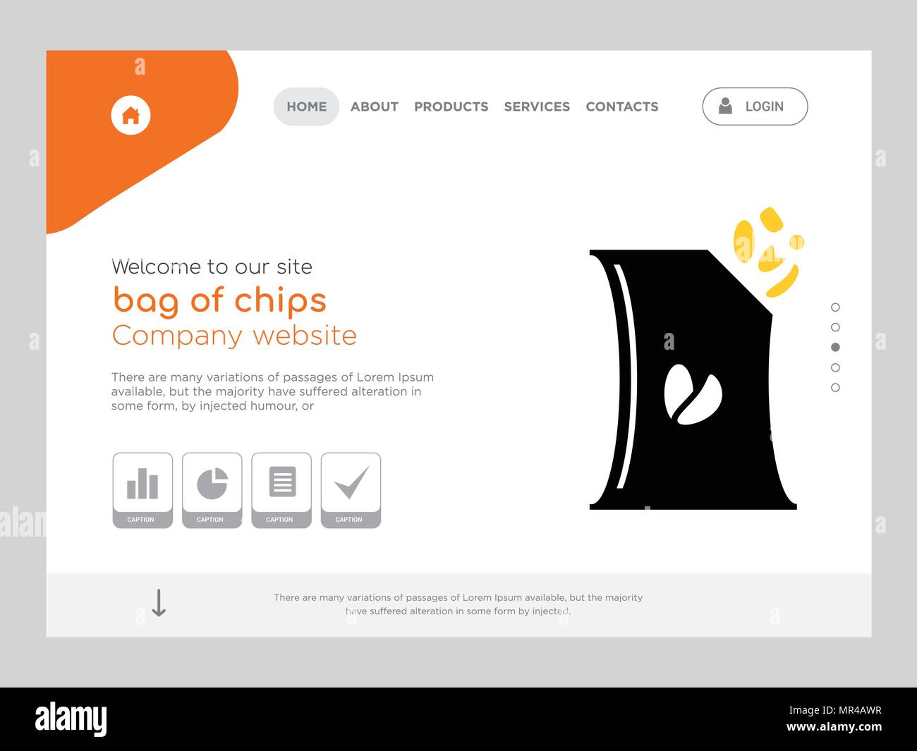 Quality One Page bag of chips Website Template Vector Eps, Modern Web ...
