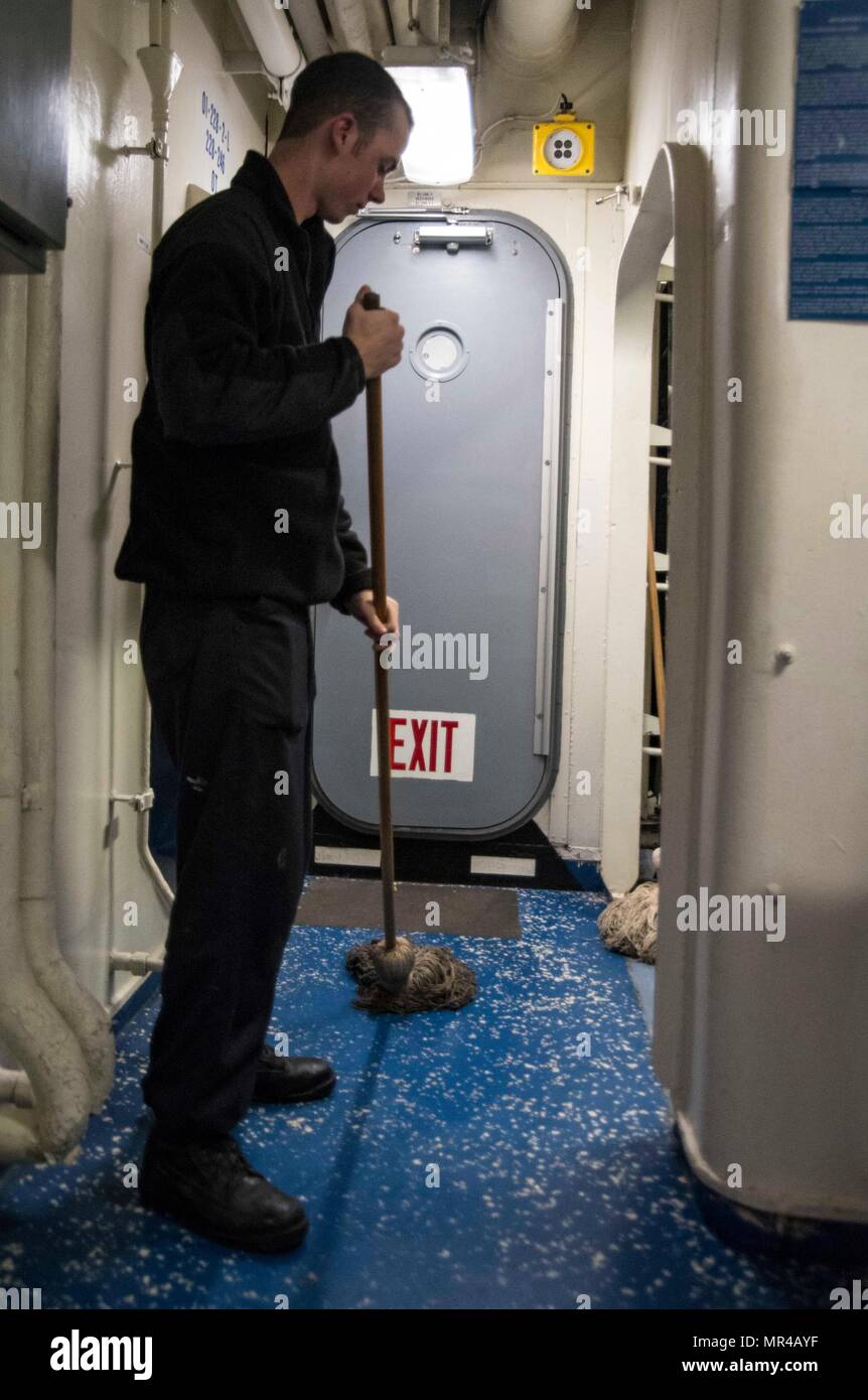 170502-N-MG079-018 ARABIAN GULF (May 2, 2017) CTR3 Joseph Brown swabs ...