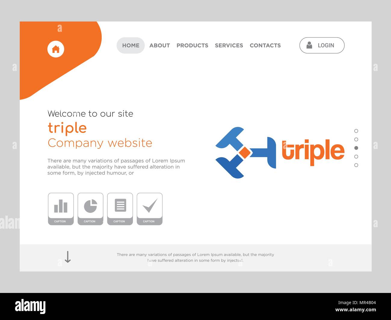 Quality One Page triple Website Template Vector Eps, Modern Web Design ...