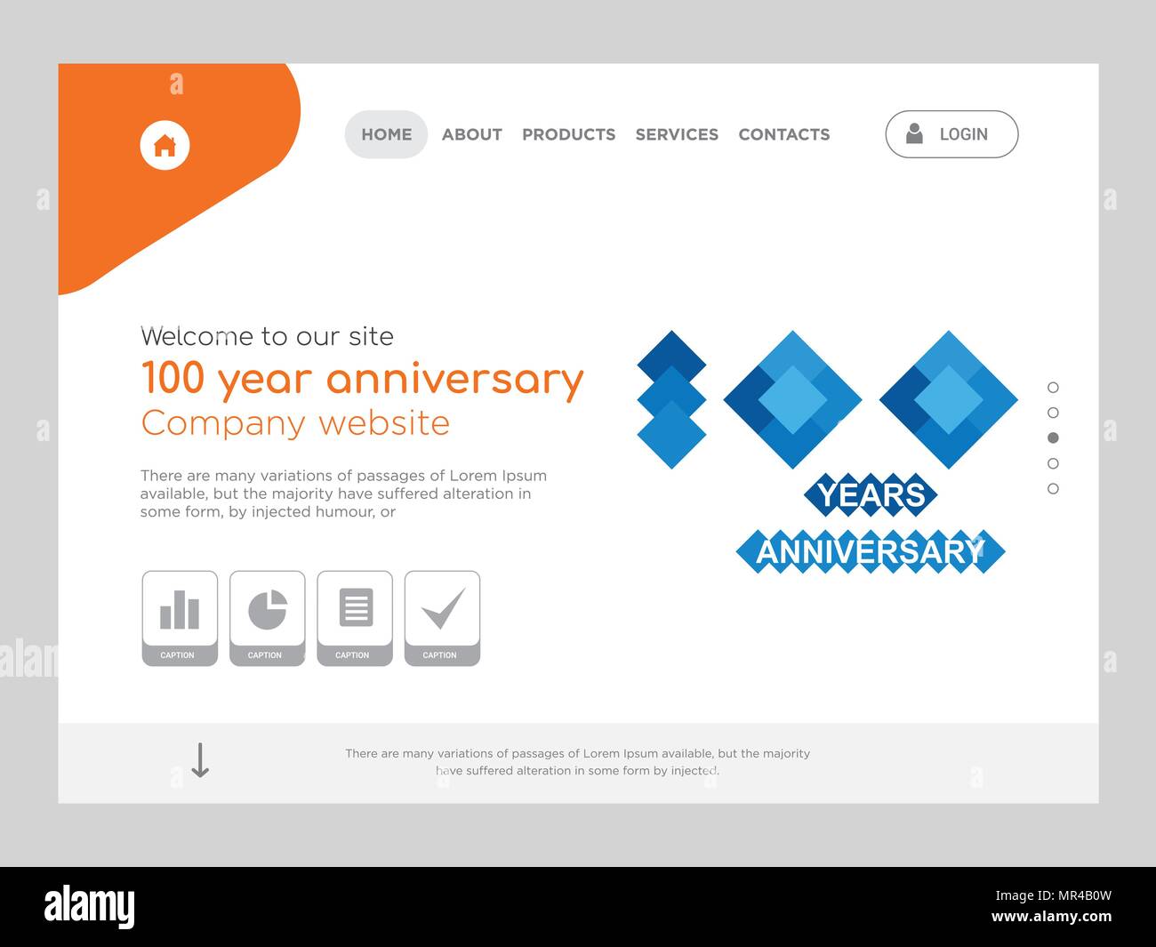 Quality One Page 100 year anniversary Website Template Vector Eps ...