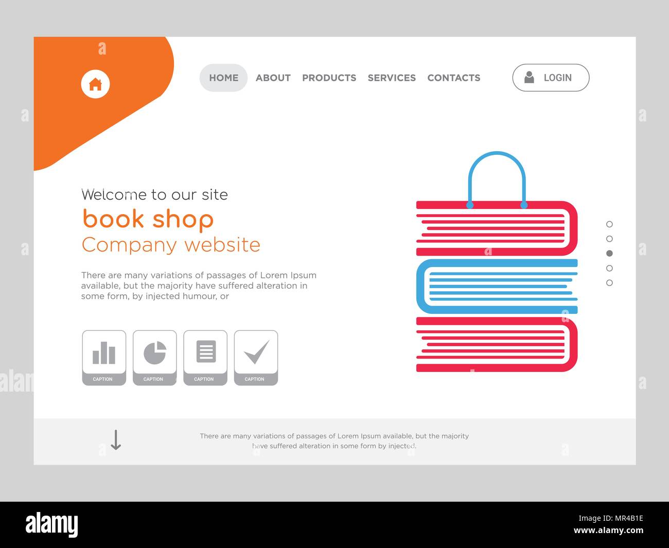 Quality One Page book shop Website Template Vector Eps, Modern Web ...