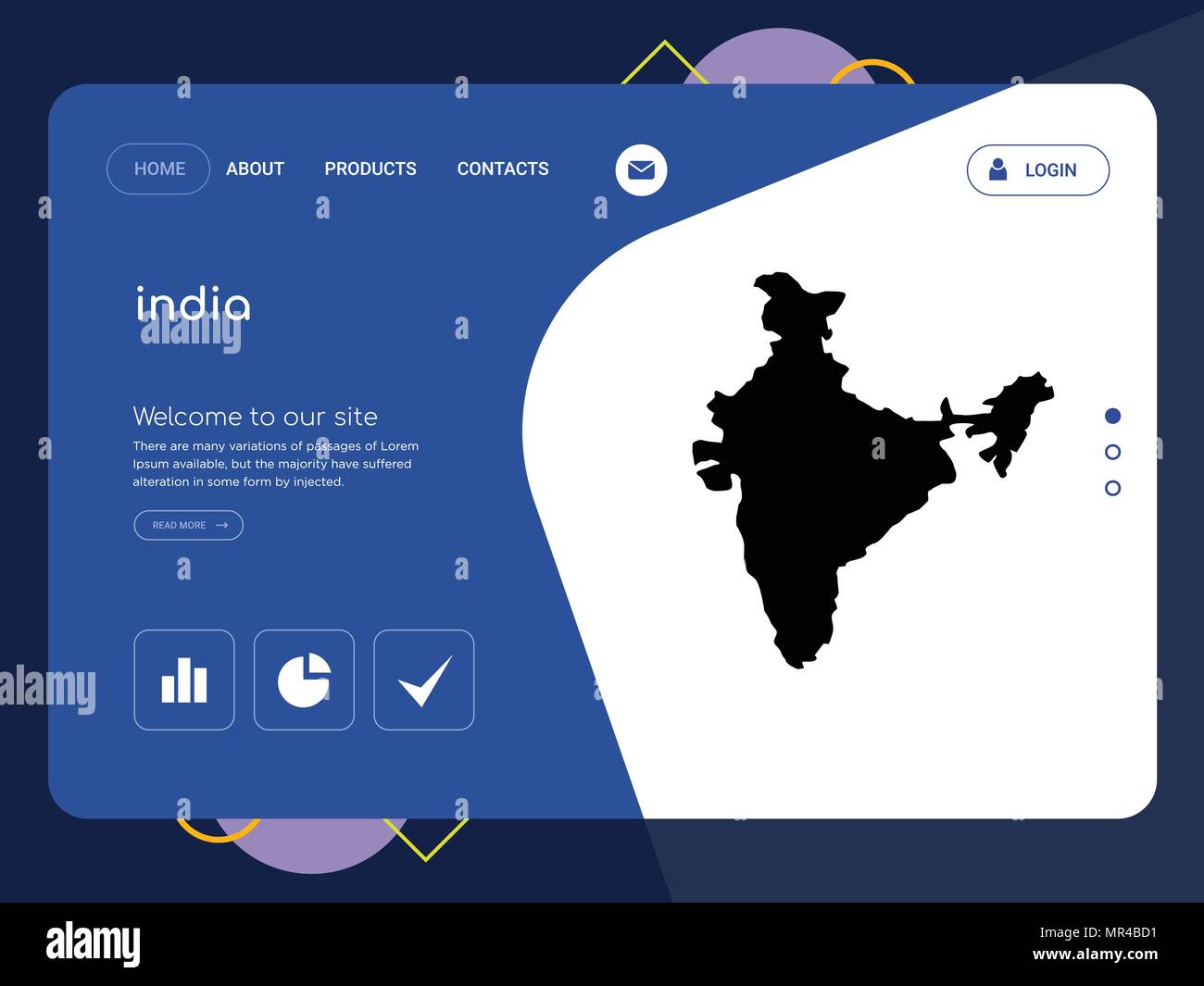 Quality One Page india Website Template Vector Eps, Modern Web Design ...