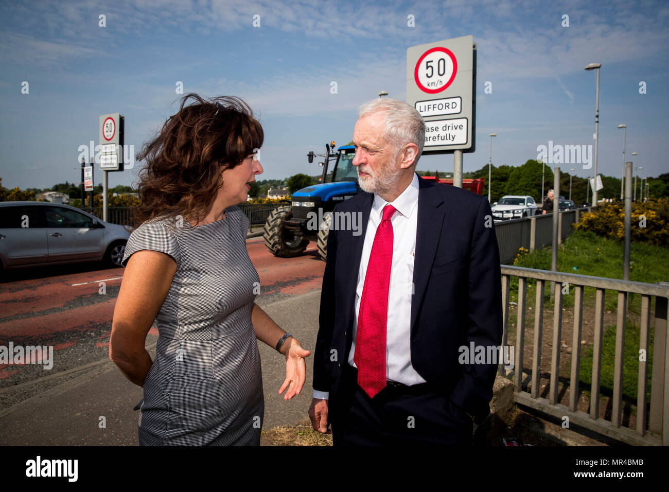 Labour leader Jeremy Corbyn with Professor Deirdre Heenan during a ...
