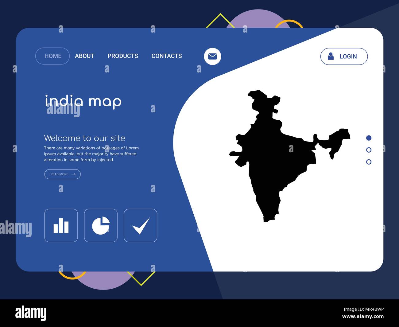 Quality One Page india map Website Template Vector Eps, Modern Web ...
