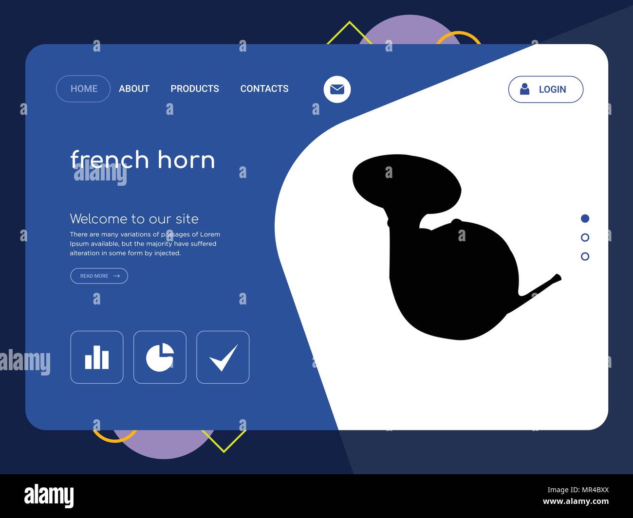 Quality One Page french horn Website Template Vector Eps, Modern Web ...