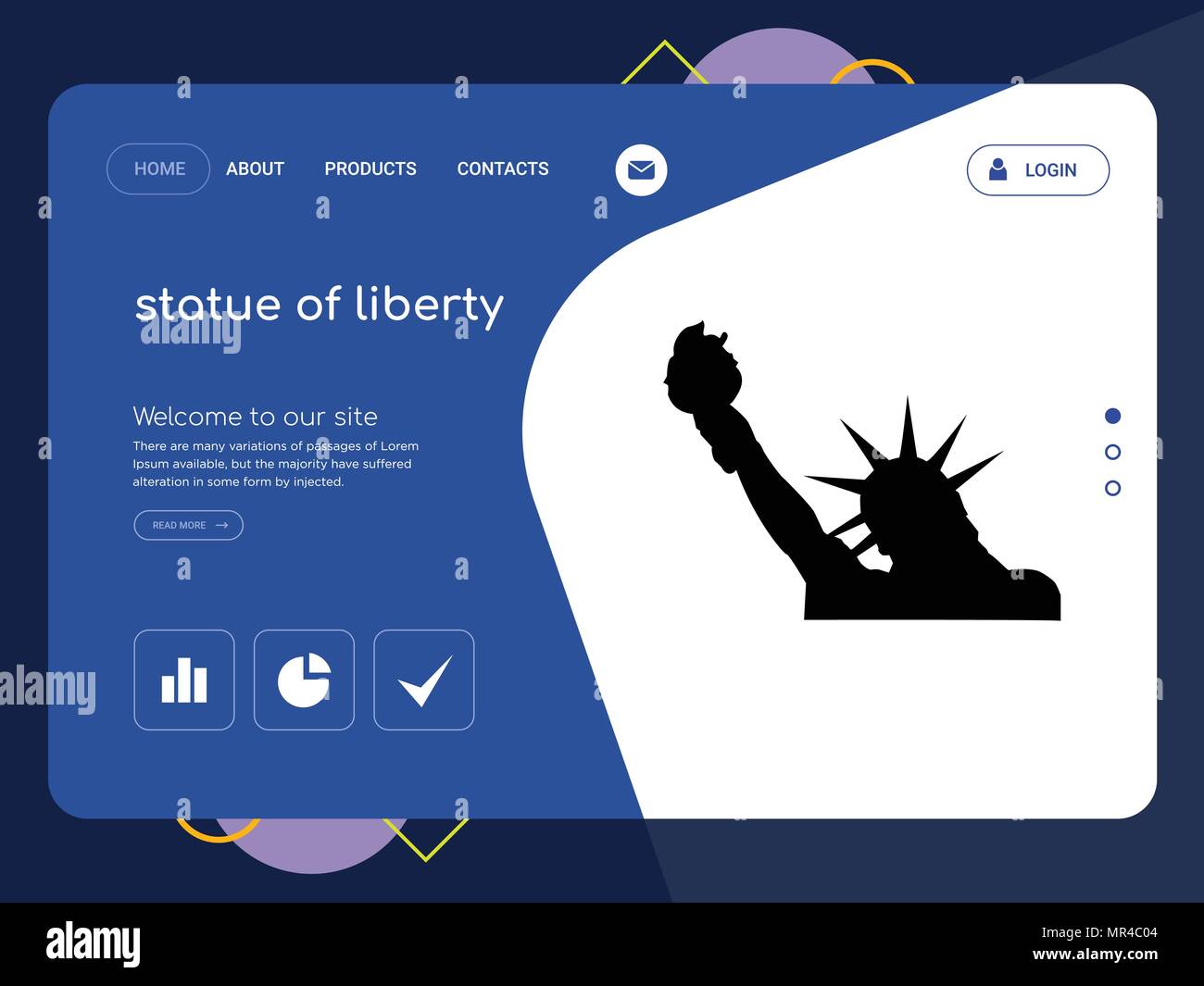 Quality One Page statue of liberty Website Template Vector Eps, Modern ...