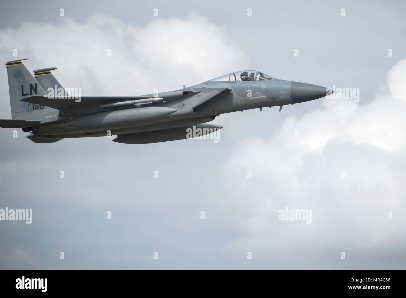 An F-15C Eagle from the 493rd Fighter Squadron takes-off for a training sortie at Royal Air ...