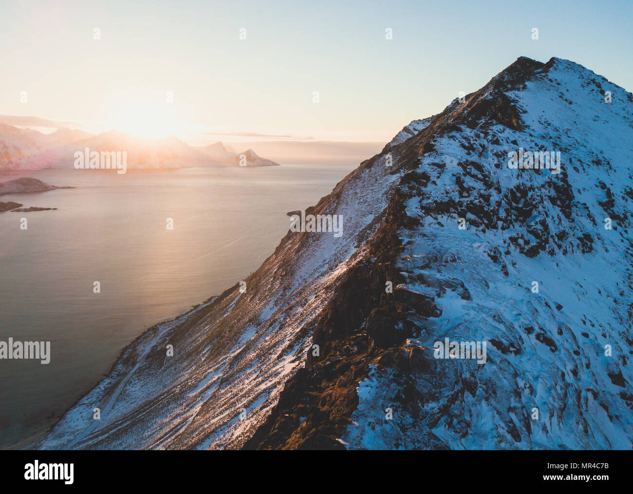Norwegian winter sunny mountain landscape blue sky view with mountains ...