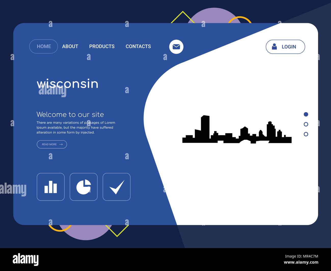 Quality One Page wisconsin Website Template Vector Eps, Modern Web ...