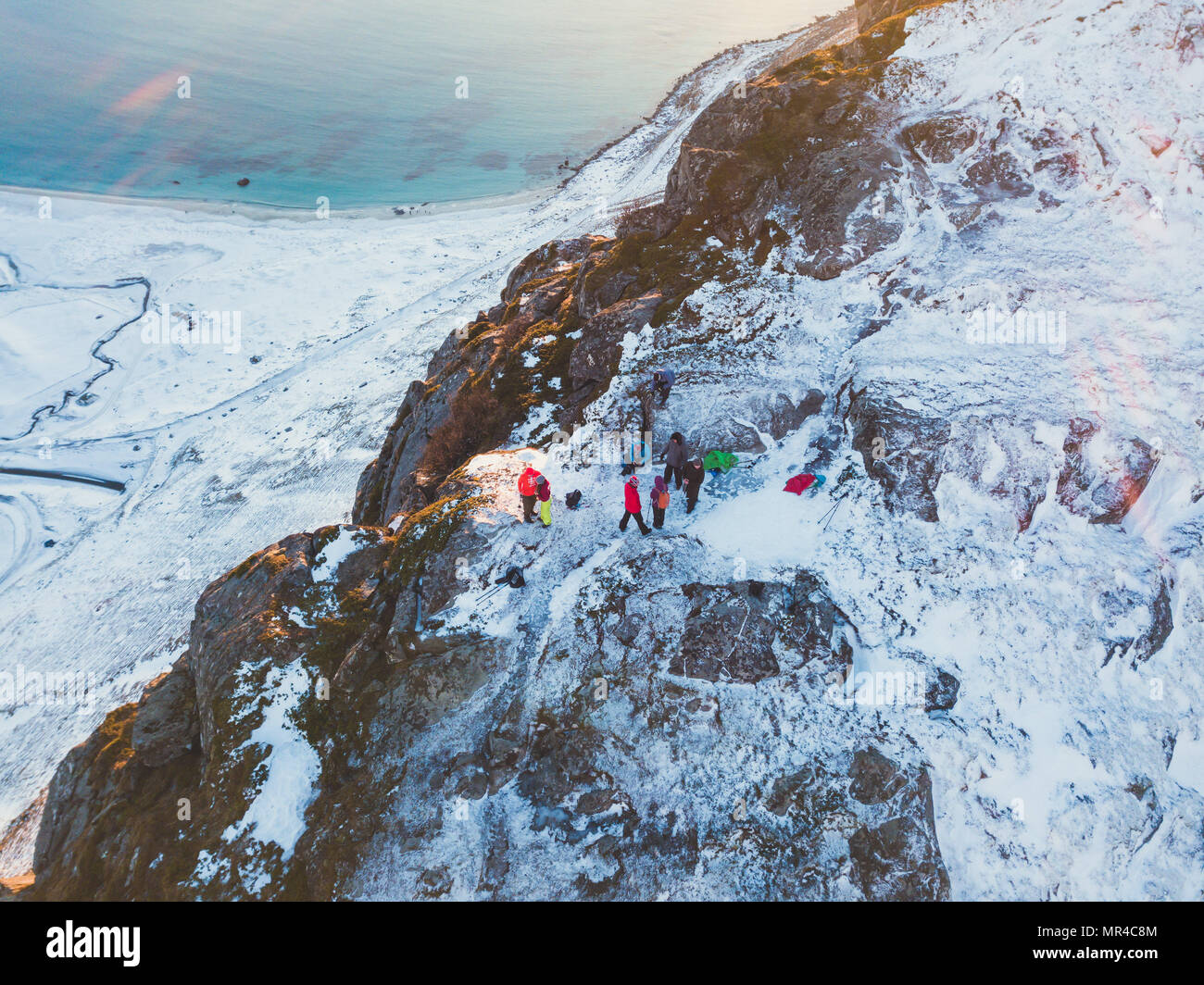 Norwegian winter sunny mountain landscape blue sky view with mountains ...